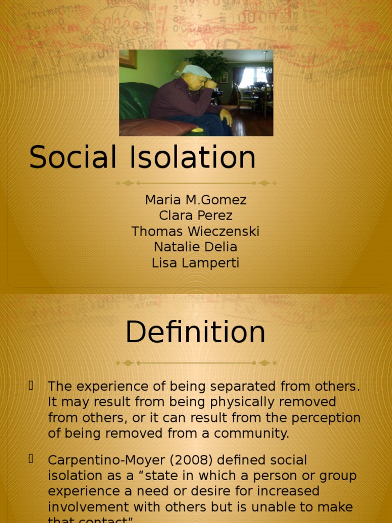 Presentation Social Isolation | PDF | Loneliness | Solitude
