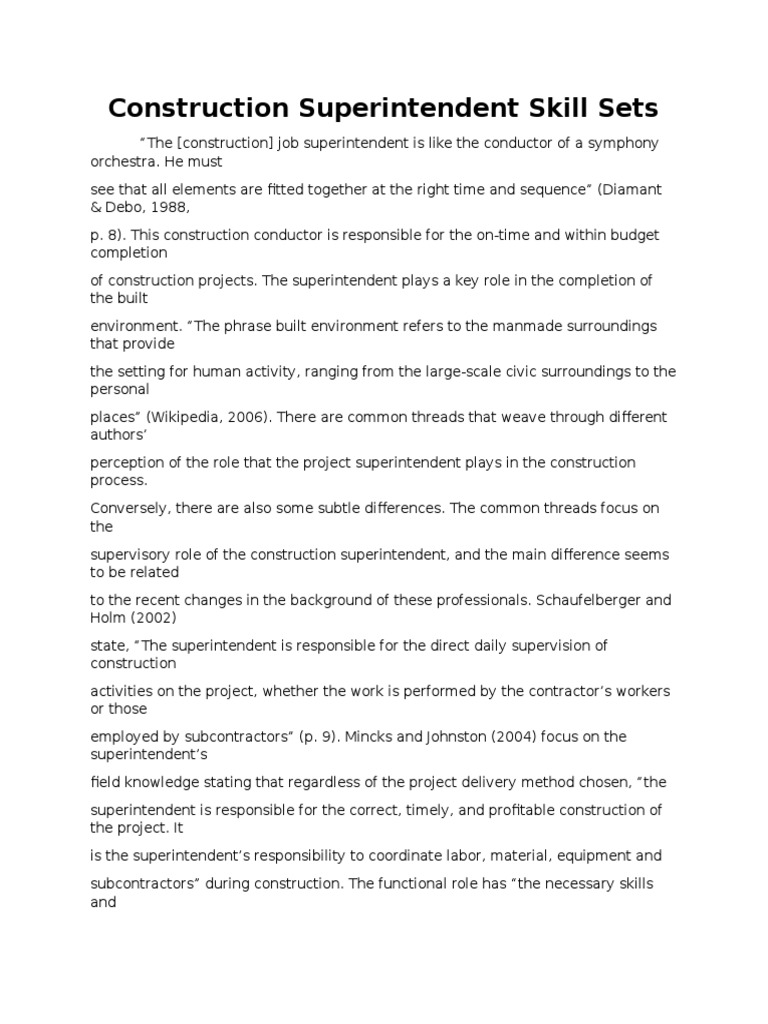 Construction Superintendent Skill Sets | General Contractor ...