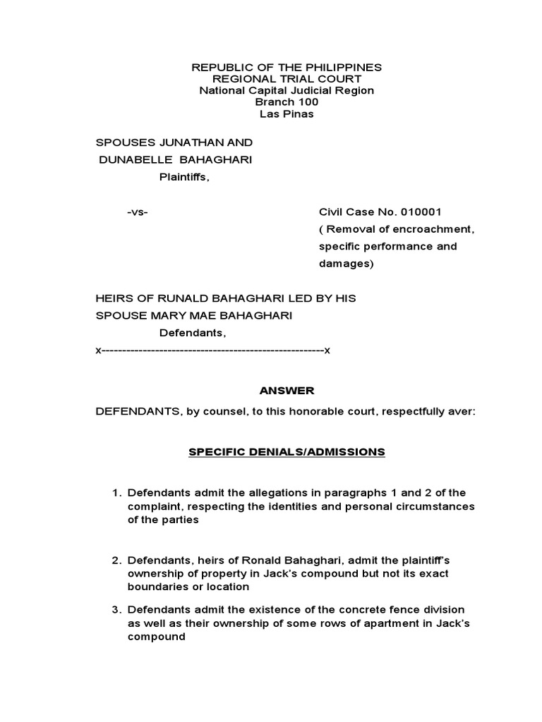 Answer | Download Free PDF | Complaint | Lawsuit