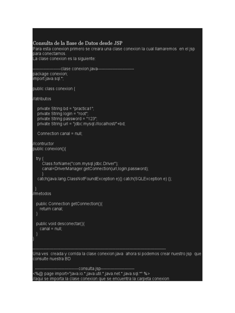 Consulta de La Base de Datos Desde JSP | Descargar gratis PDF | Java (lenguaje de programación ...