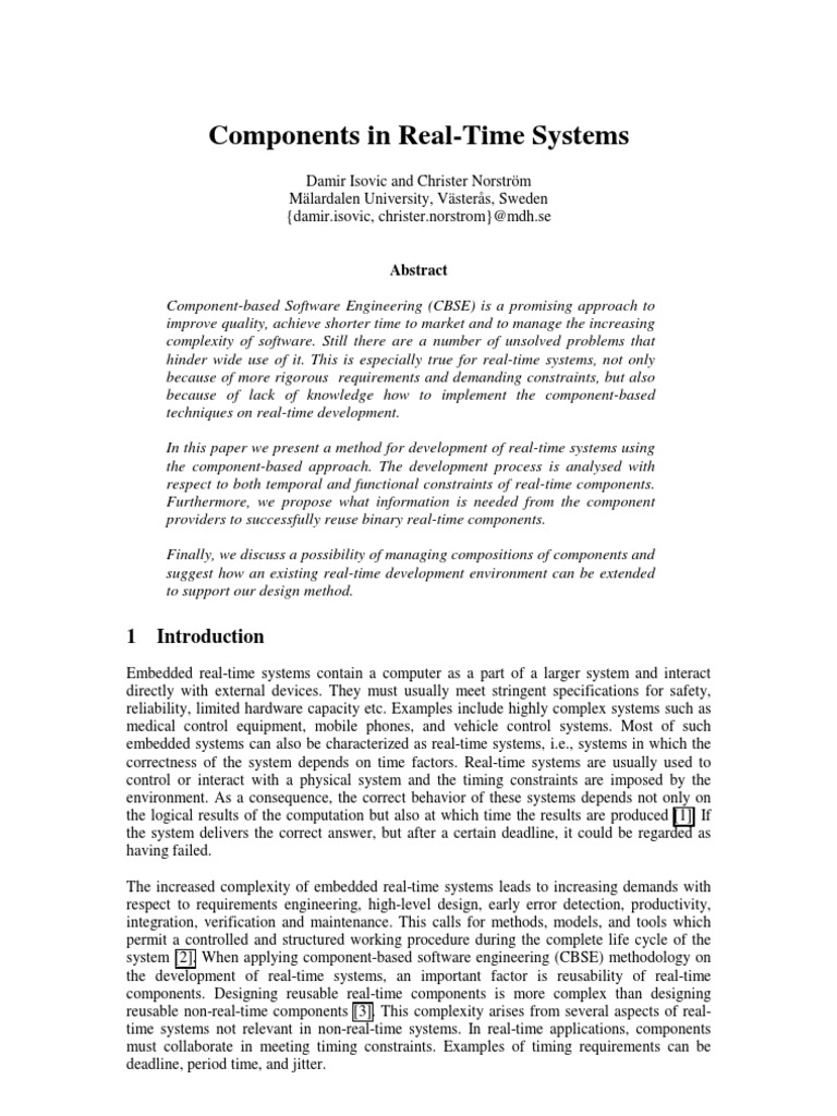 Components in Real-Time Systems | PDF | Component Based Software Engineering | Real Time Computing