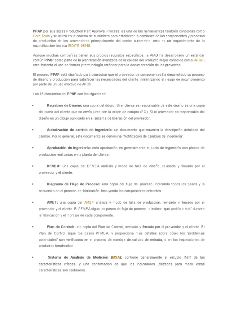 El proceso PPAP y sus 18 elementos clave para la aprobación de piezas ...