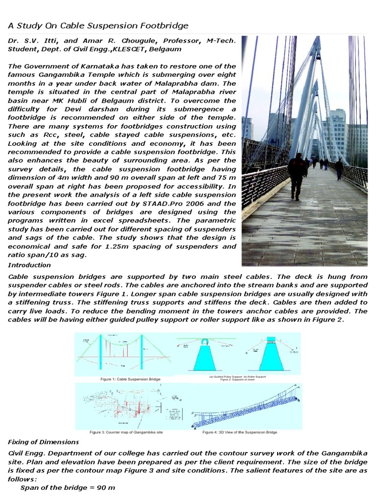 A Study On Cable Suspension Footbridge | PDF | Truss | Bridge