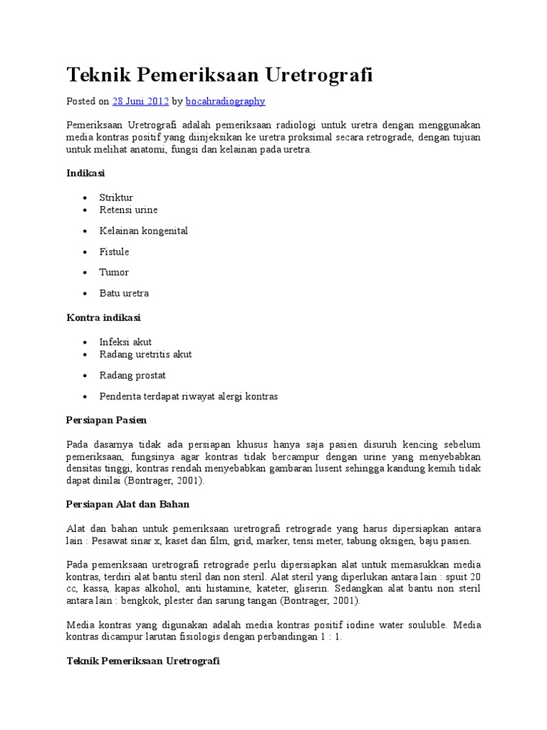 Teknik Uretrografi Retrograde | PDF | Sains & Matematika
