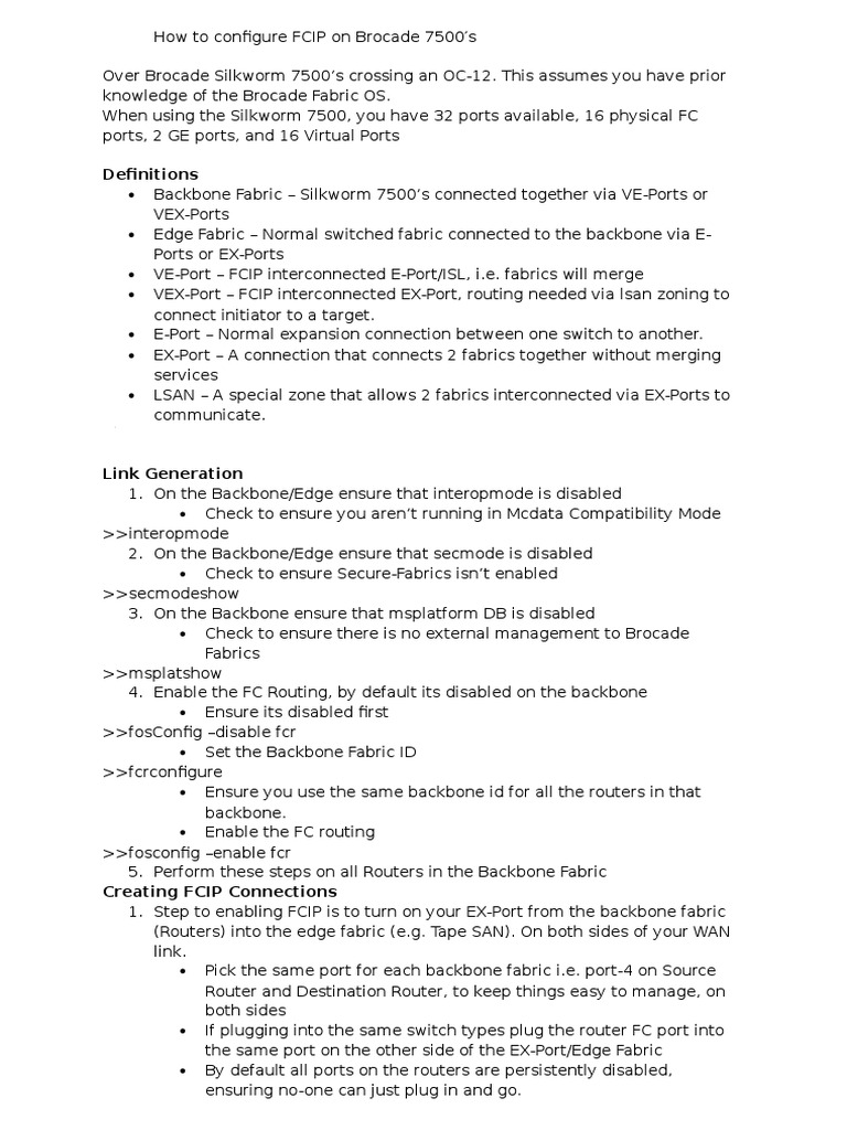 How To Configure FCIP On Brocade 7500 | PDF | Router (Computing ...