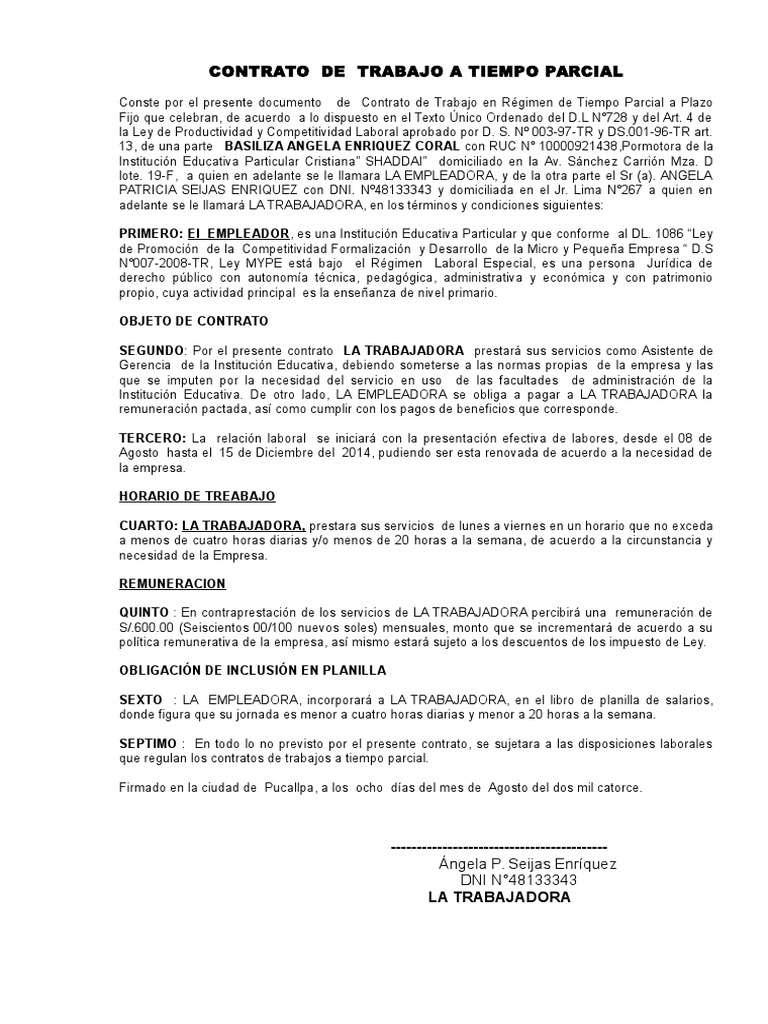 Contrato de Trabajo Sujeto A Modalidad Intermitente | PDF | Derecho laboral | Salario