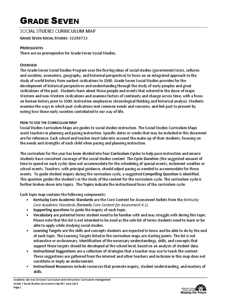Grade Seven Social Studies Curriculum Map 2015-16 | PDF | Ancient ...