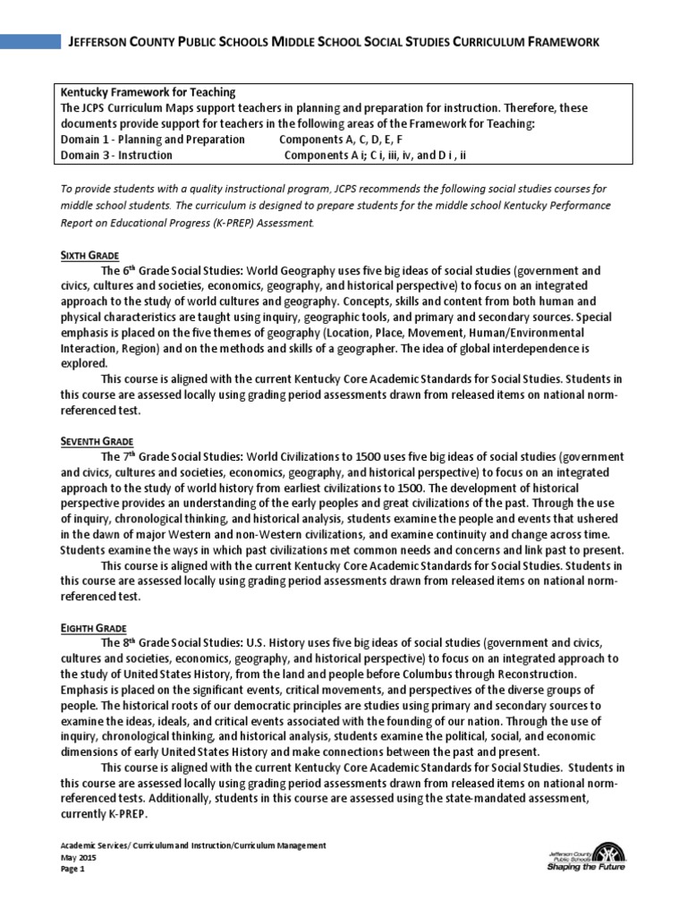 JCPS Middle School Social Studies Framework | PDF | United States ...