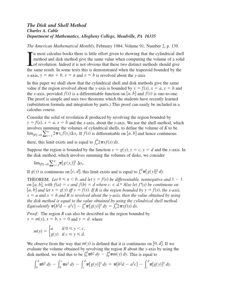 The Disk and Shell Method | Volume | Geometry