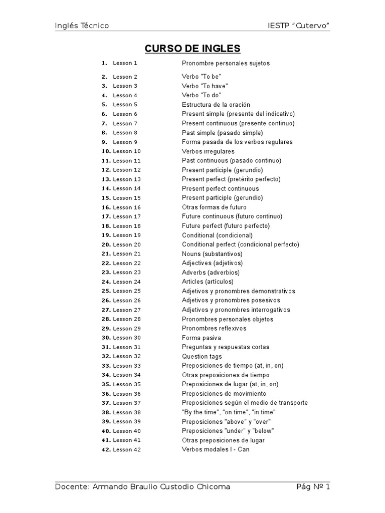 Separata de Inglés | PDF | Verbo | Asunto (gramática)