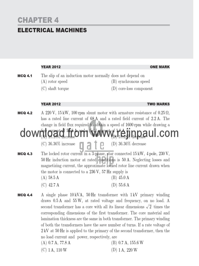 Electrical Machines | PDF | Transformer | Electric Motor