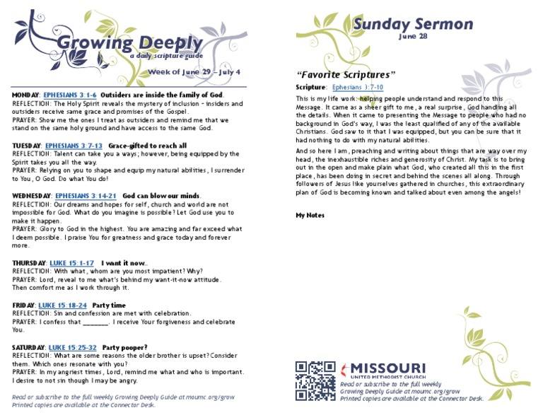 Growing Deeply Week of June 29 | PDF | Grace In Christianity | Prayer