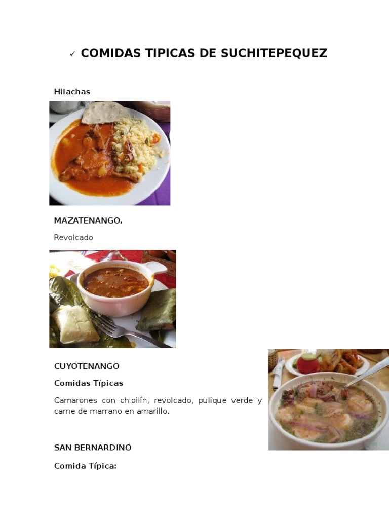 Comidas Tipicas de Suchitepequez | PDF