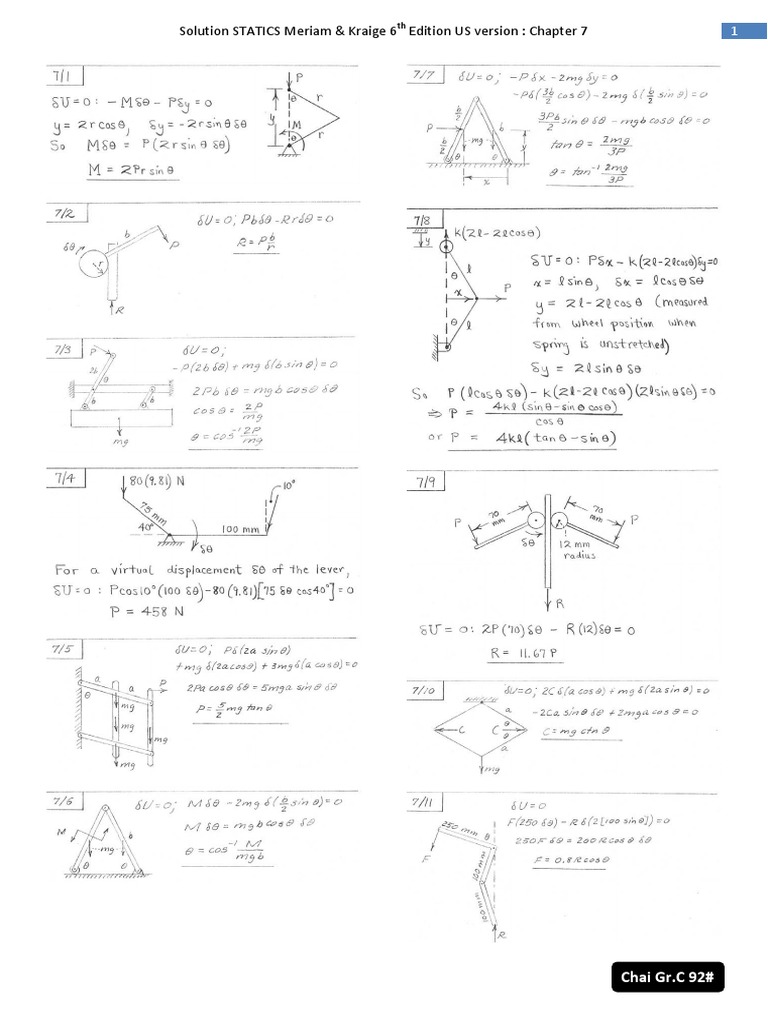 Meriam 6th Ed. Statics Ch. 7 Solutions | PDF | Computers | Technology ...