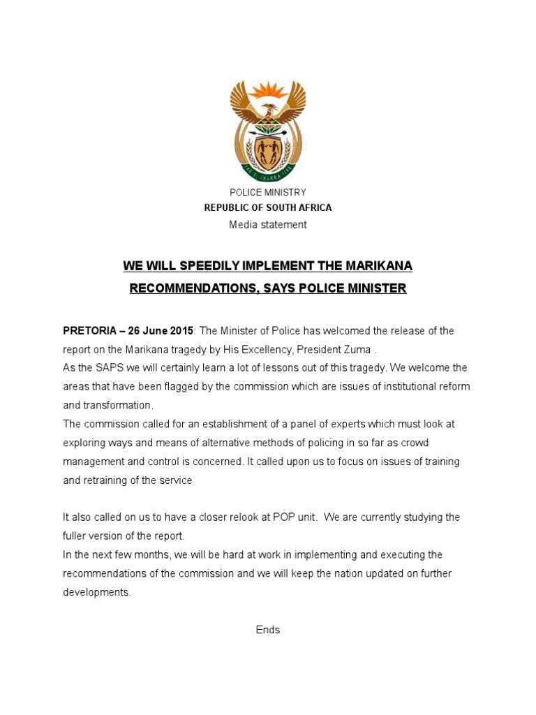 Police Ministry Statement | PDF