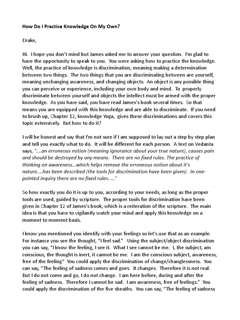 How Do I Practice Knowledge On My Own | PDF | Consciousness | Knowledge