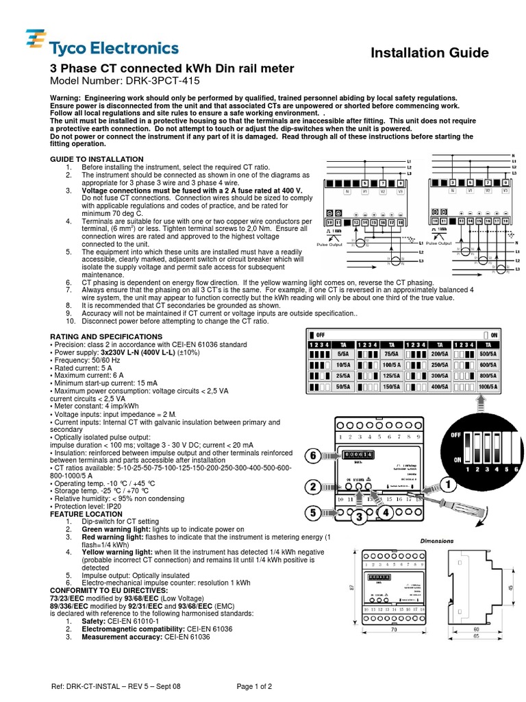 3 Phase CT Connected KWH Din Rail Meter: Installation Guide | Download ...