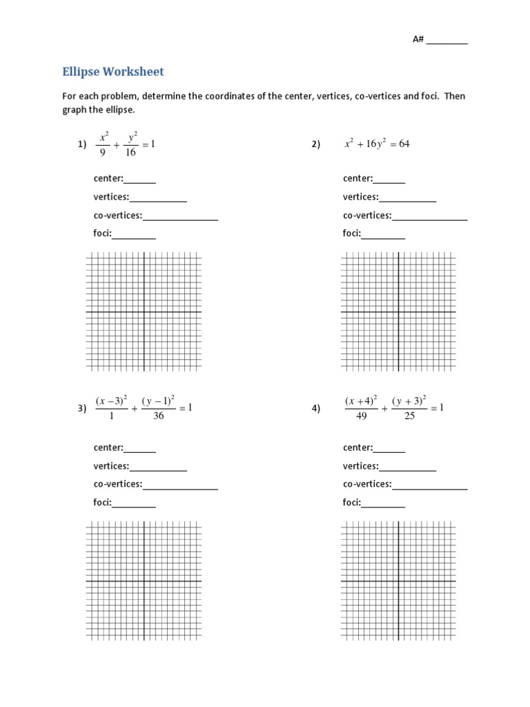 Worksheet Ellipses | PDF