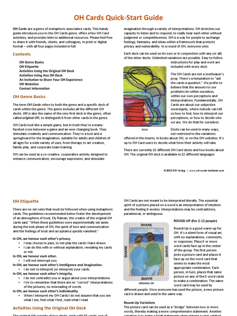 OH Cards Quick Start Guide | PDF | Playing Cards | World Wide Web