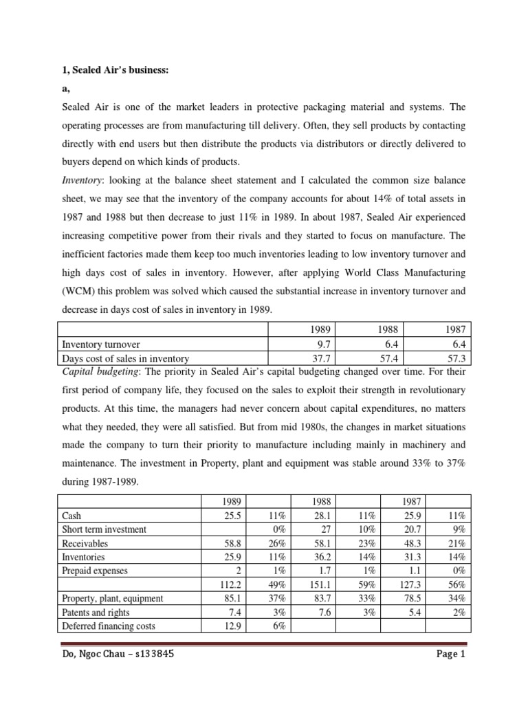 Sealed Air Case Study | PDF | Dividend | Leverage (Finance)
