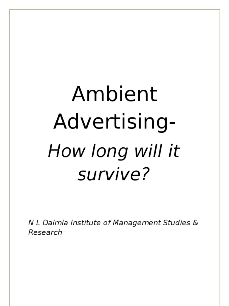 Ambient Advertising - Report | PDF | Advertising | Marketing