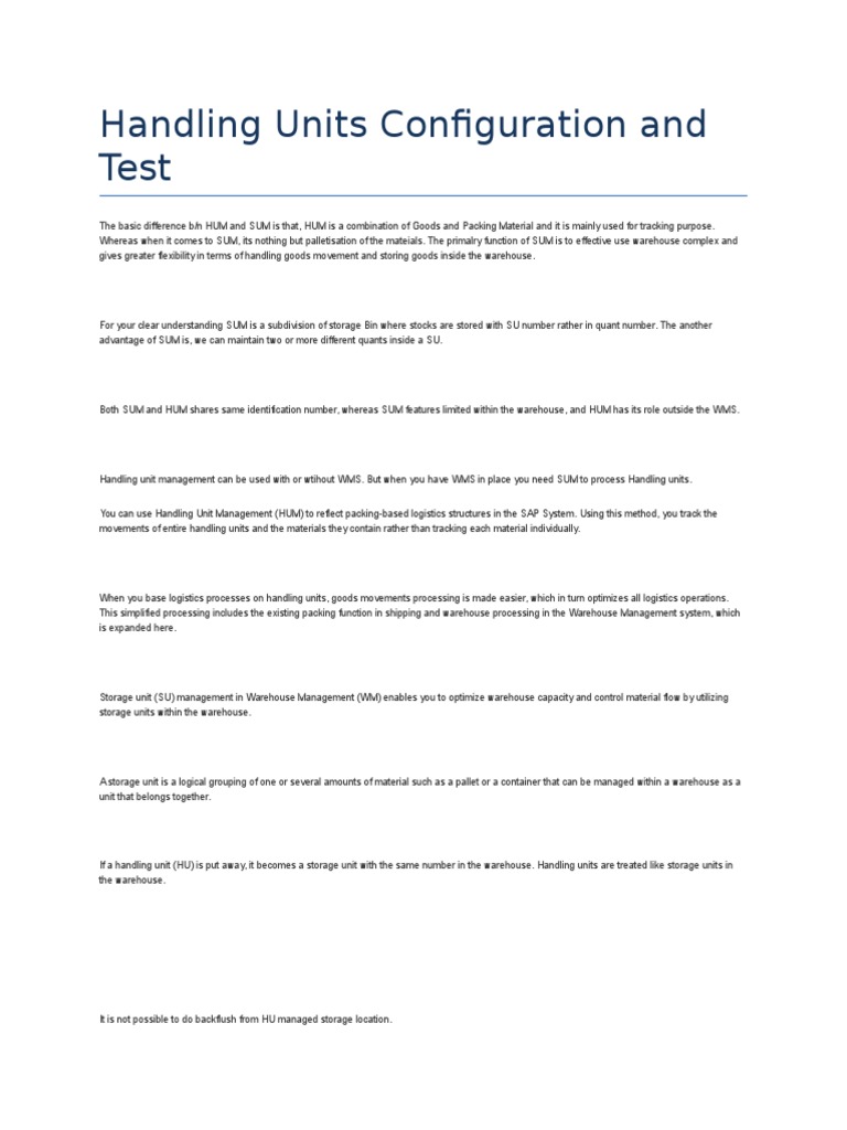Handling Unit Management Overview | PDF | Packaging And Labeling ...