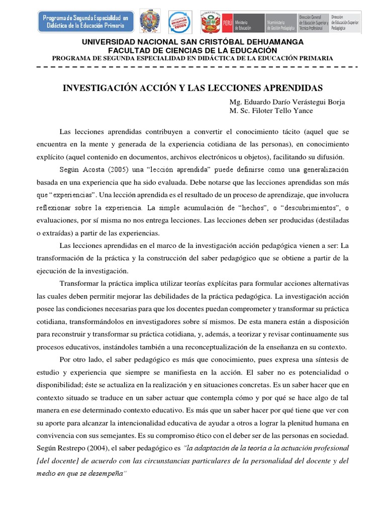 Lecciones Aprendidas PDF | PDF | Aprendizaje | Conocimiento