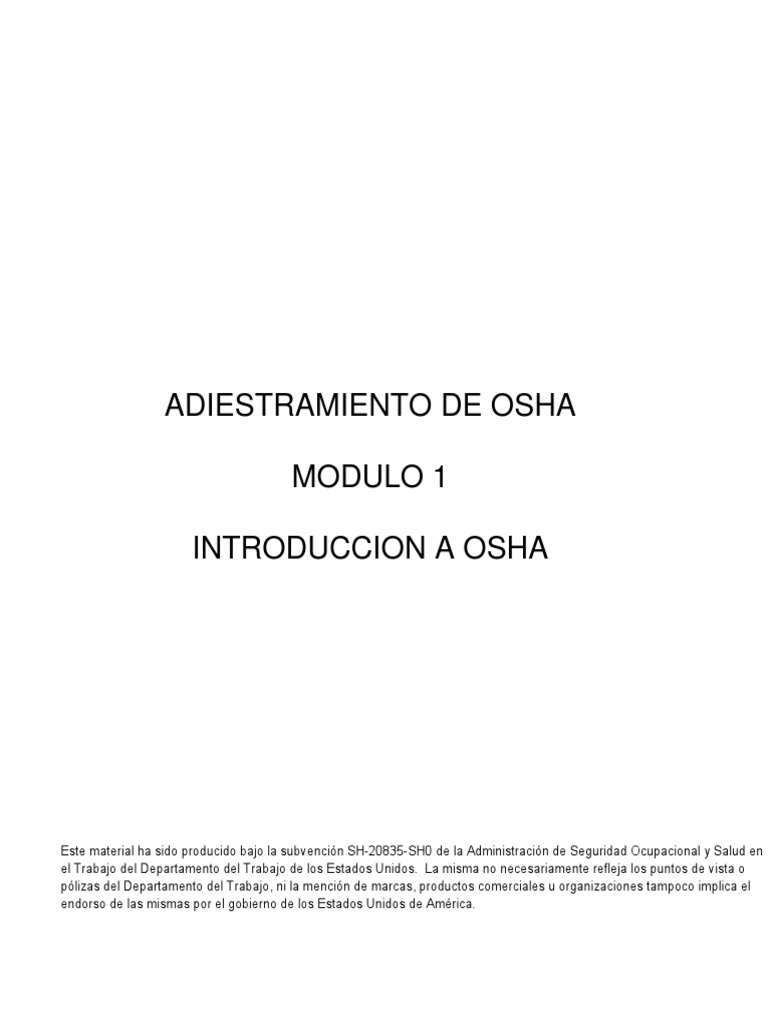 Introducción a OSHA: Historia y Misión | PDF | Cuidado de salud del ...