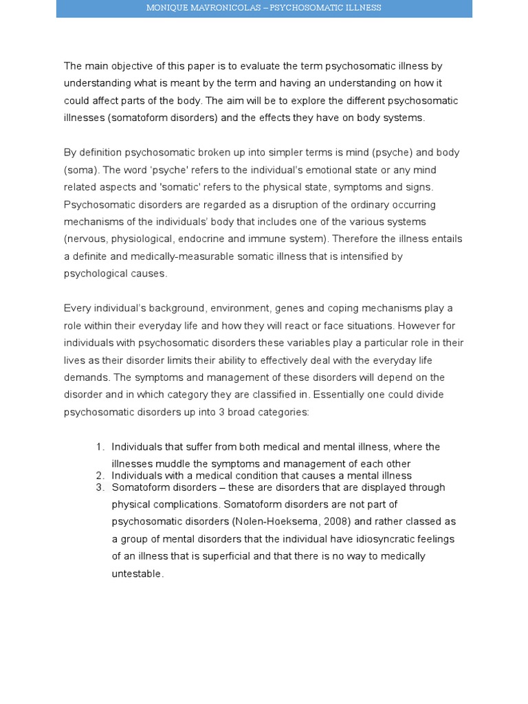 Psychosomatic Illness | PDF | Irritable Bowel Syndrome | Fatigue (Medical)