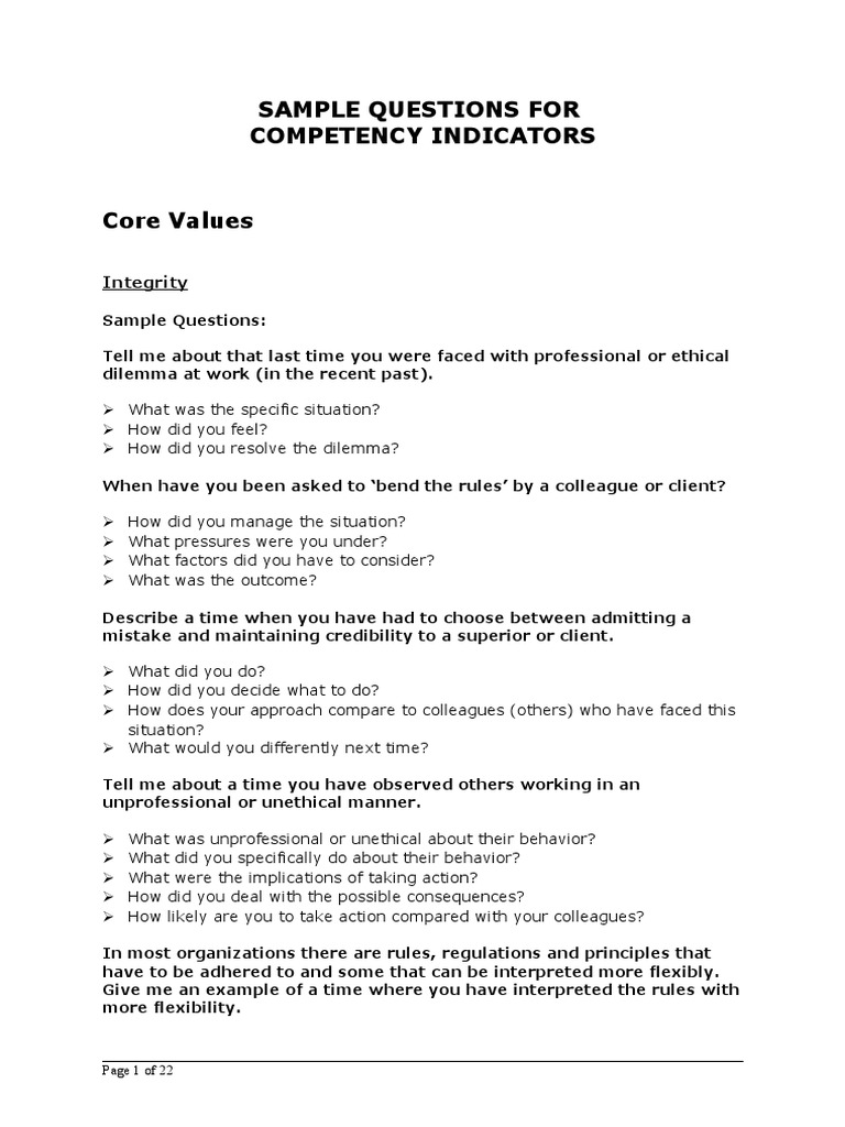 Competency Based Questions (UN) | PDF | Decision Making | Strategic ...