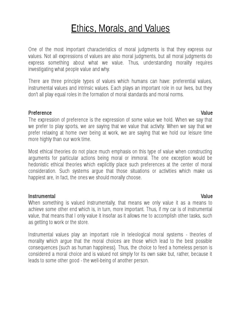 Ethics and Values | PDF | Value (Ethics) | Morality