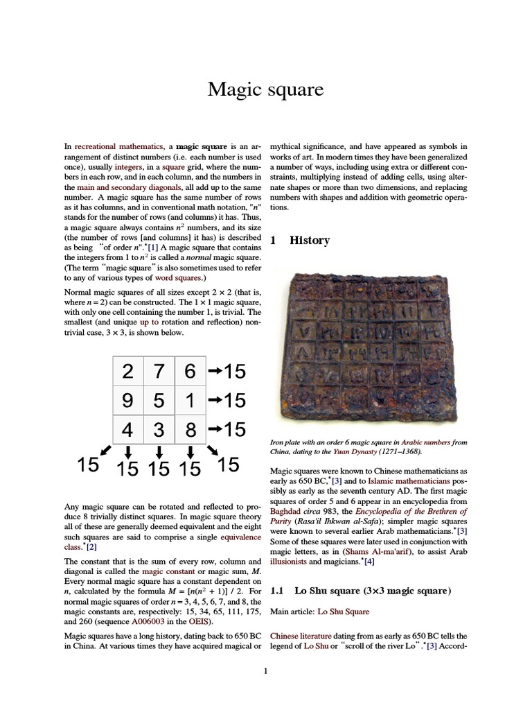 Magic Square | PDF | Recreational Mathematics | Numbers