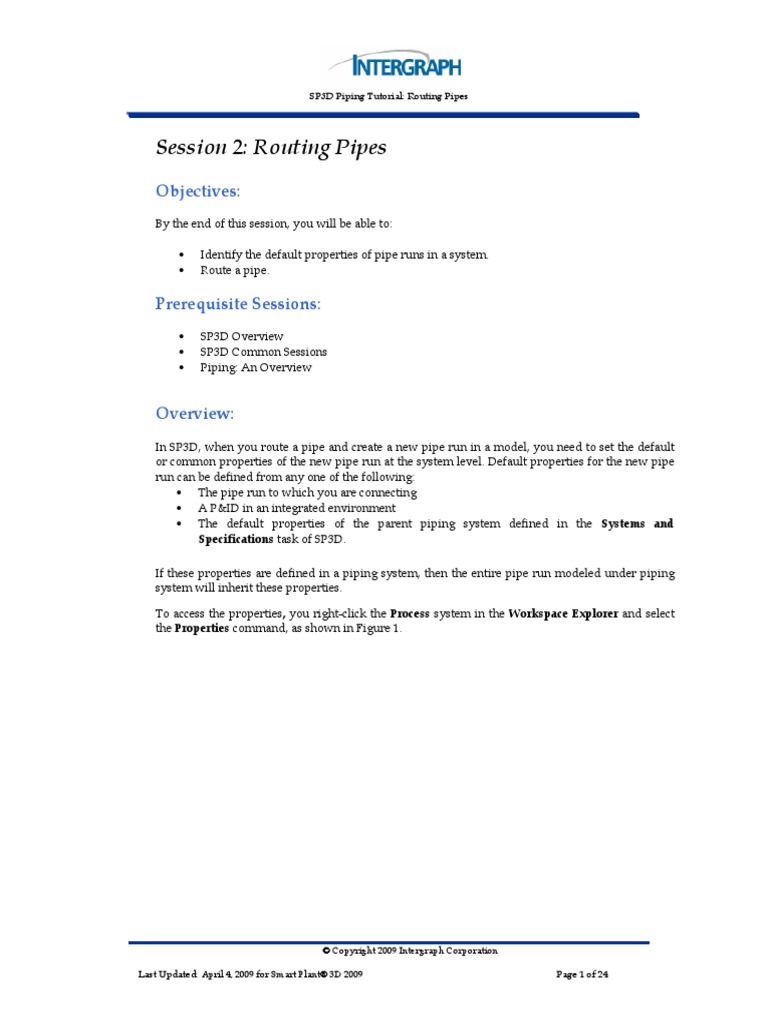 Sp3d Piping Tutorial | PDF