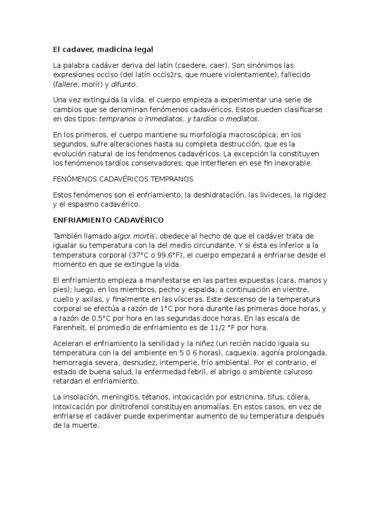 El Cadaver | PDF | Descomposición | Sangre