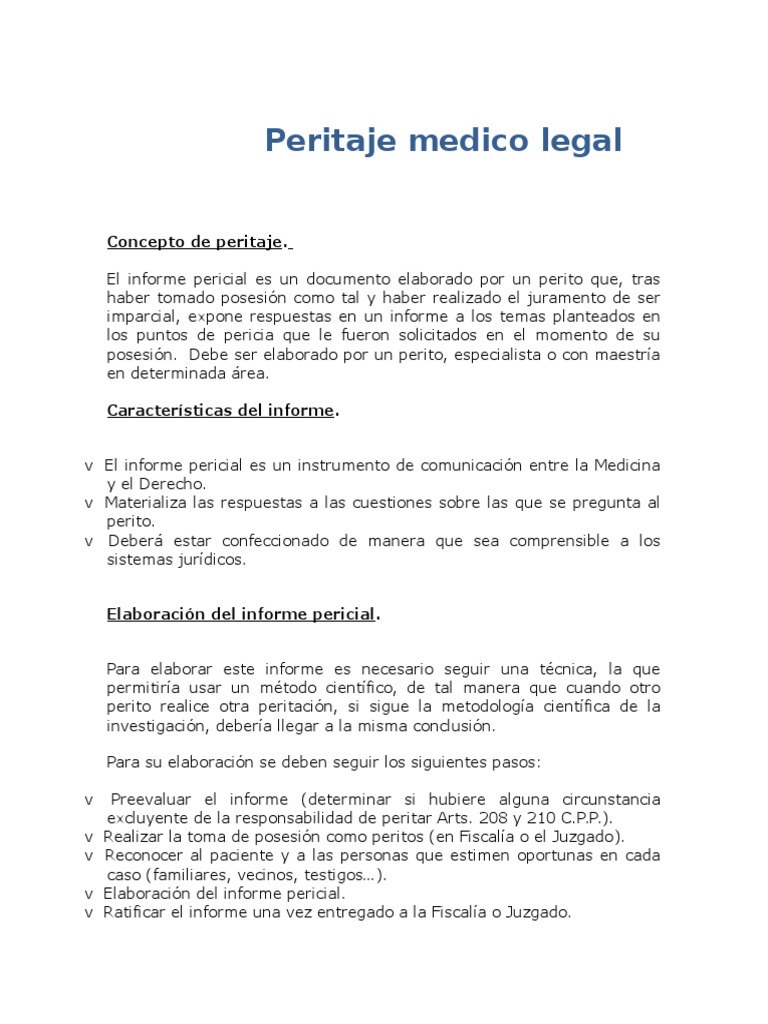 Peritaje Medico Legal | PDF