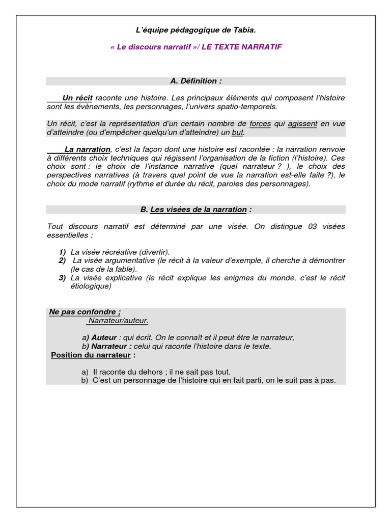 Le Discours Narratif Décrypté | PDF | Narration | Lecture (Processus)
