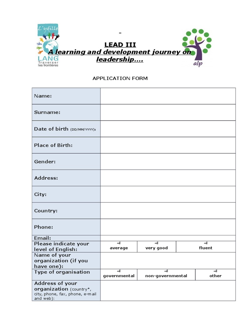 LEADIII Application Form | PDF | Leadership | Learning