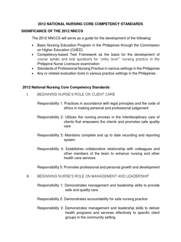 2012 National Nursing Core Competencies | PDF | Nursing | Health Care