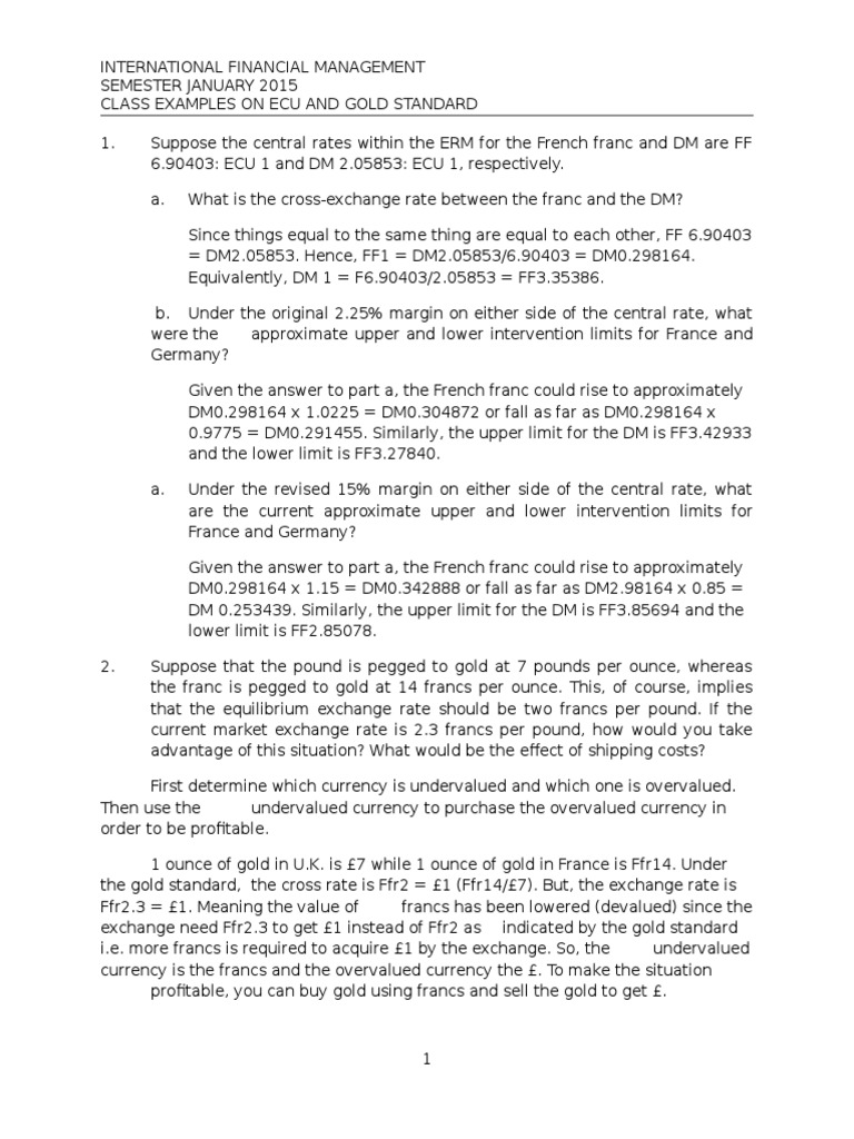 IFM Class Examples On ECU and Gold Standard | PDF | Pound Sterling ...