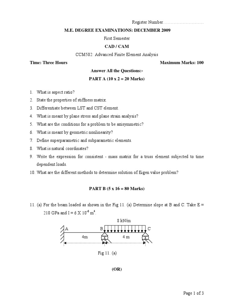 Anna University Fea Question Paper Pdf Finite Element Method