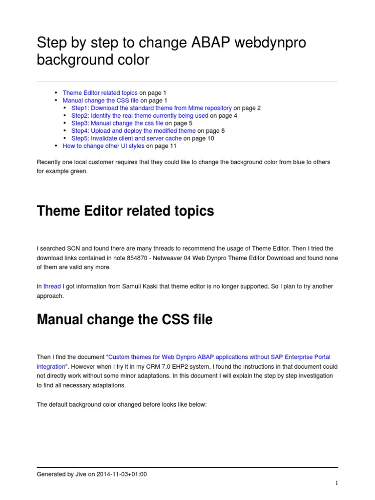 Step by Step To Change ABAP Webdynpro Background Color | PDF ...