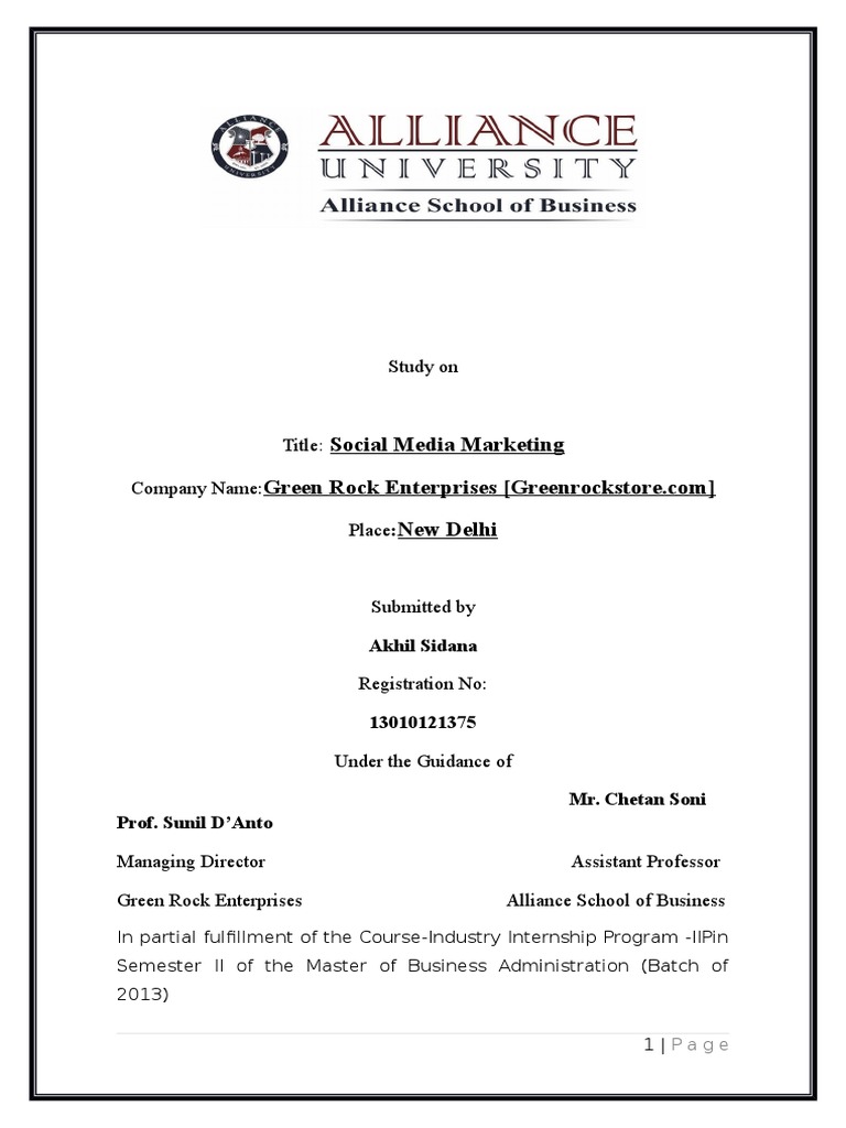 Social Media Marketing Internship Report | PDF | E Commerce | Retail