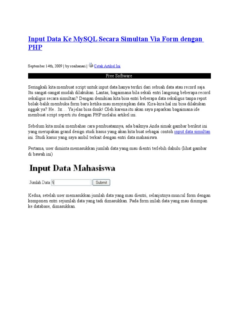 Input Data Ke MySQL Secara Simultan Via Form Dengan PHP | PDF