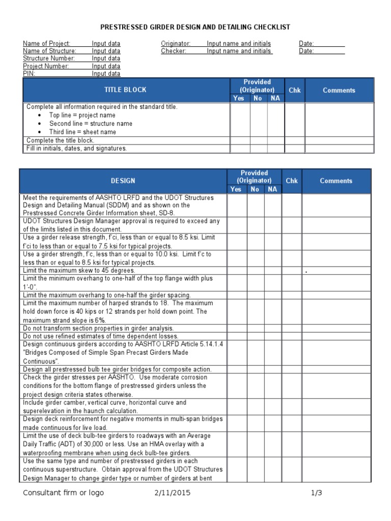 Prestressed Girder Checklist | PDF | Prestressed Concrete | Civil ...