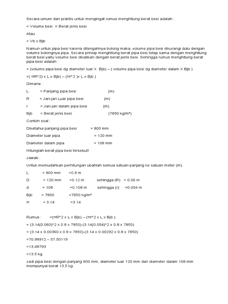 Rumus Menghitung Berat Besi | PDF
