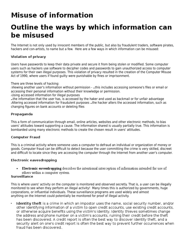 Misuse of Information in Data Integrity | Download Free PDF | Identity ...