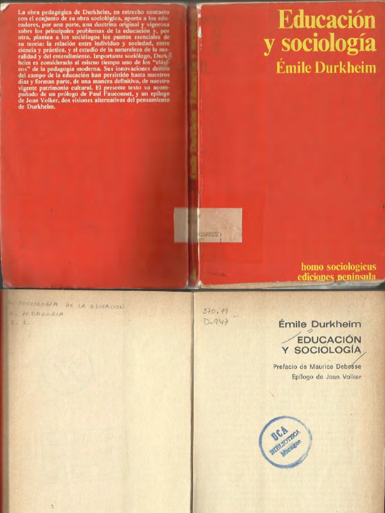 Educacion y Sociologia Emile Durkheim | PDF
