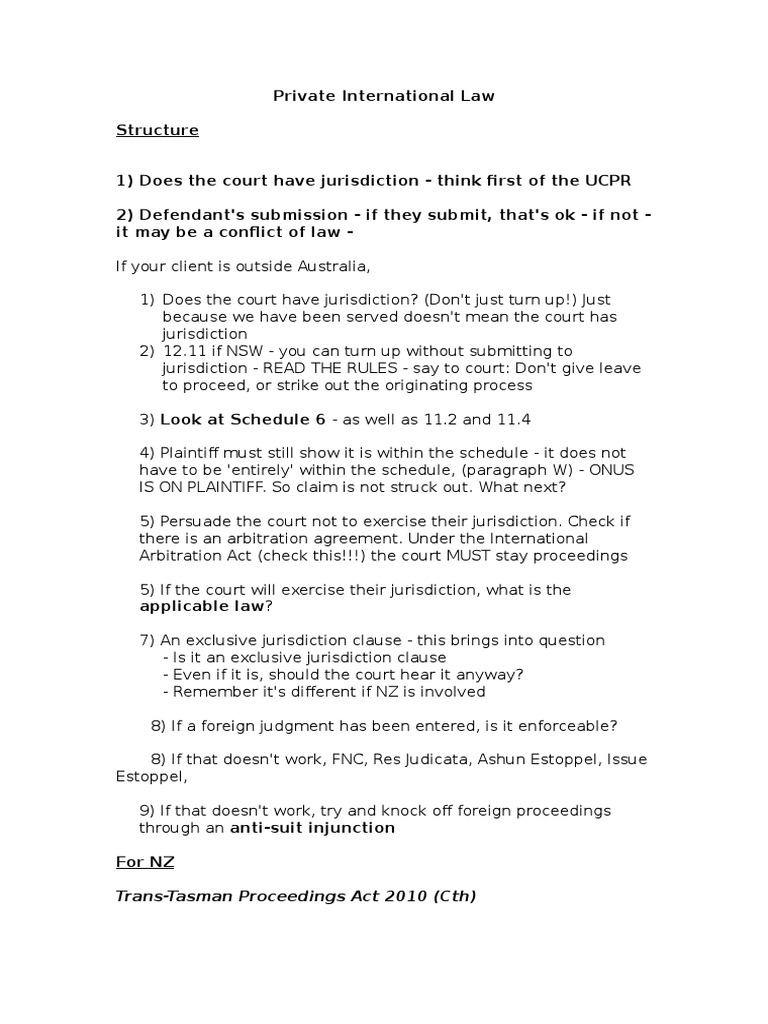 Private International Law Guide | PDF | Estoppel | Jurisdiction