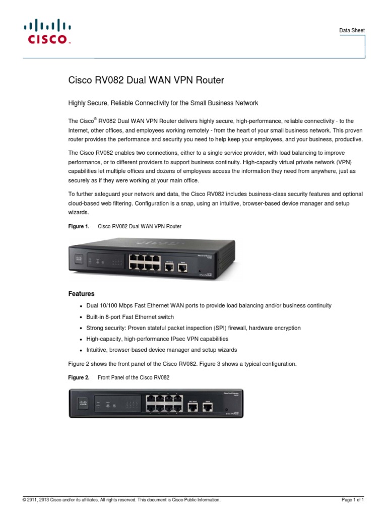 Cisco RV082 Dual WAN VPN Router: Highly Secure, Reliable Connectivity ...