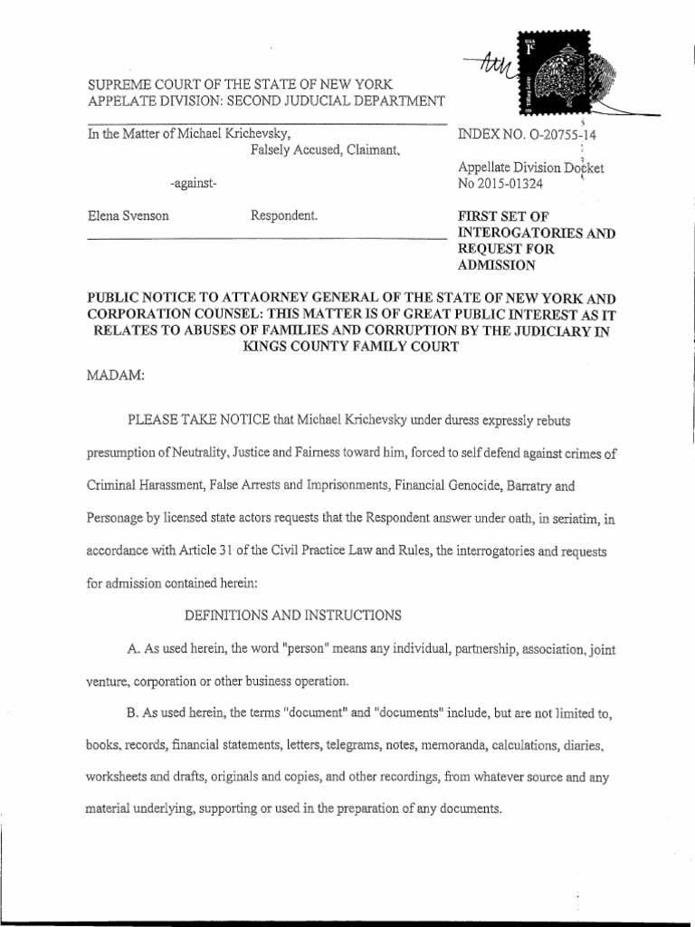 1ST Set of Interrogatories and Request For Admission 2ND DPT | Download Free PDF | Discovery ...